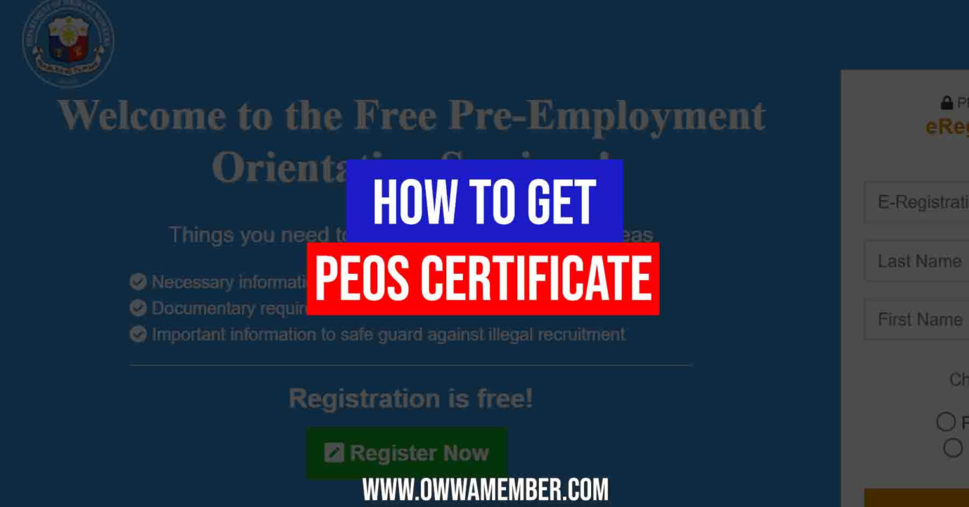 How to Get a PEOS Certificate Online | OWWA Member