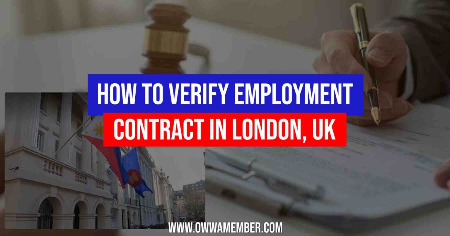 How to Verify Employment Contract in London, United Kingdom | OWWA Member