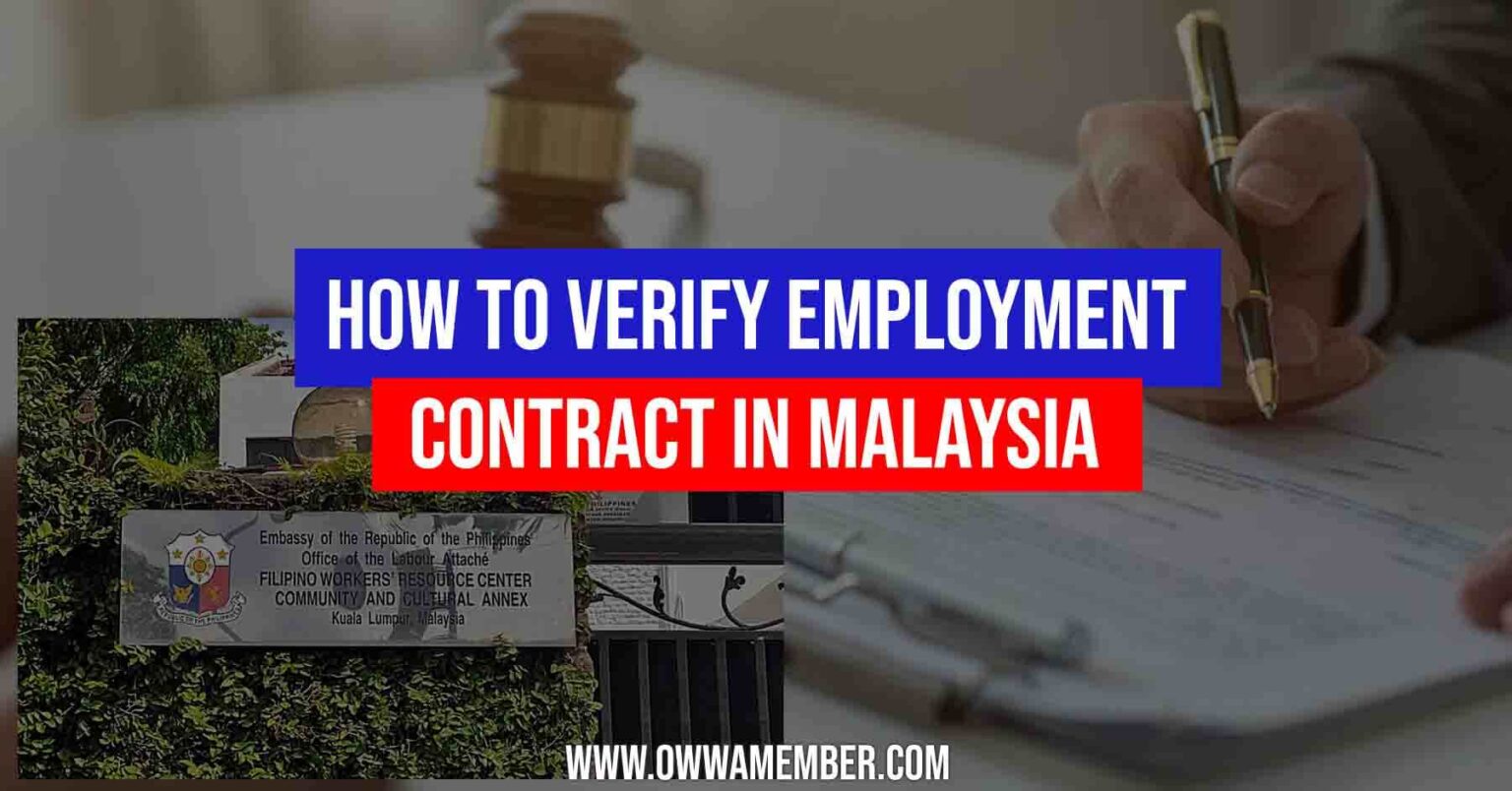 How to Verify Employment Contract in Malaysia | OWWA Member
