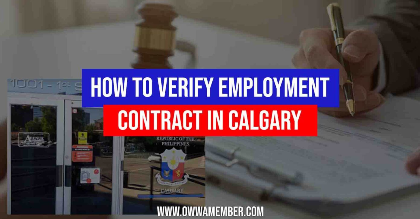 How to Verify Employment Contract in Calgary, Canada | OWWA Member
