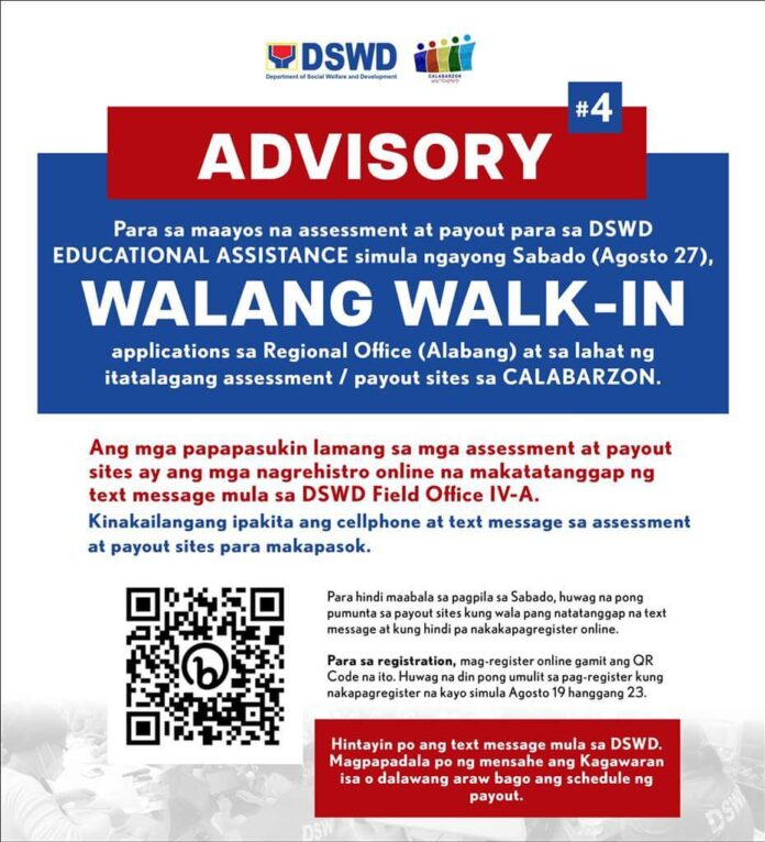 DSWD Educational Cash Assistance Region 4A CALABARZON | OWWA Member
