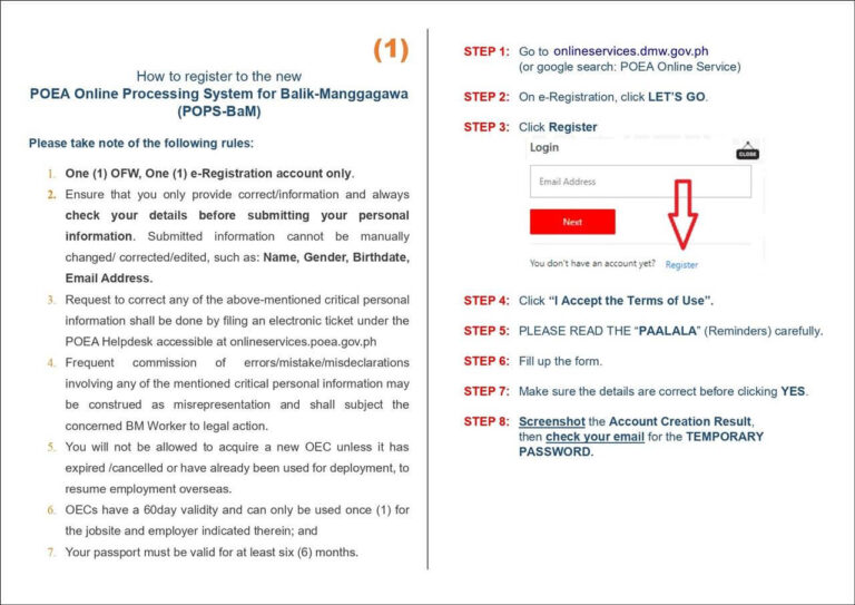 DMW eRegistration Online Service (POEA Log in eReg Portal) - OWWA Member
