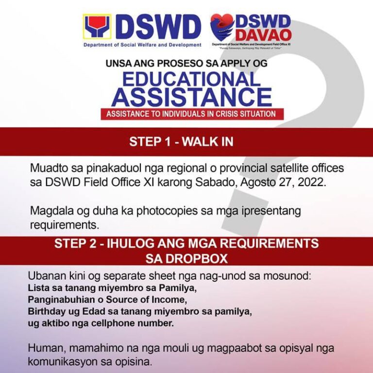 DSWD Educational Cash Assistance in Region 11 Davao - OWWA Member