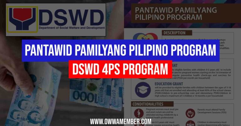 How to Apply DSWD 4Ps: Pantawid Pamilyang Pilipino Program - OWWA Member