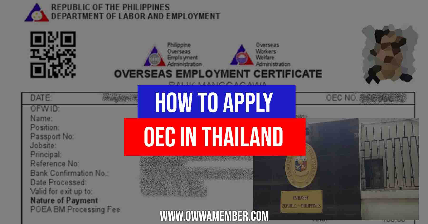 How To Get OEC Thailand Online Appointment OWWA Member