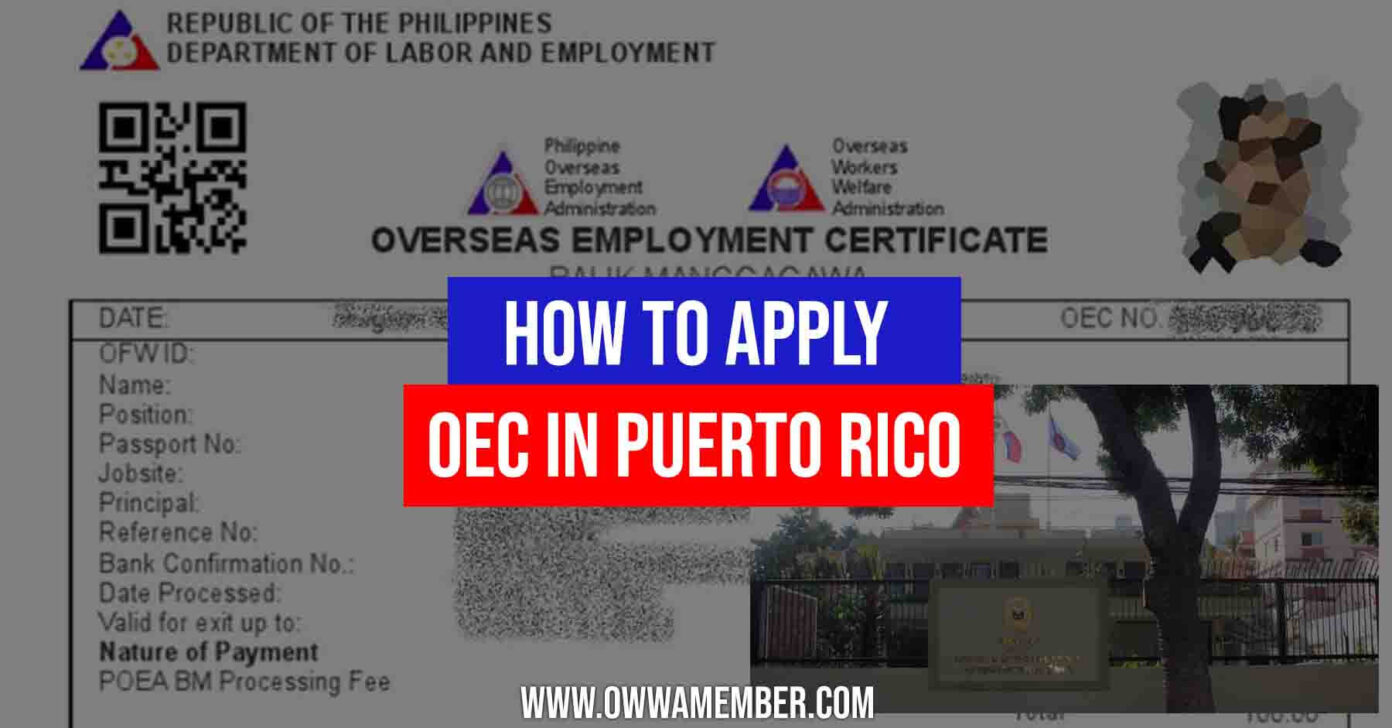 How to Apply OEC: Puerto Rico Online Appointment | OWWA Member