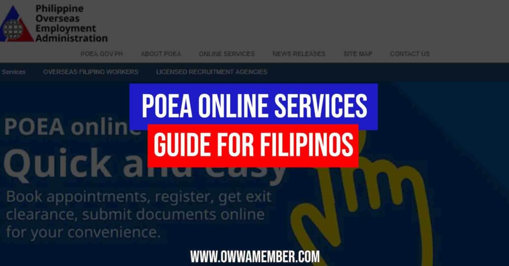 POEAOnlineServices: Guide to POEA DMW GOV PH Online Services | OWWA Member
