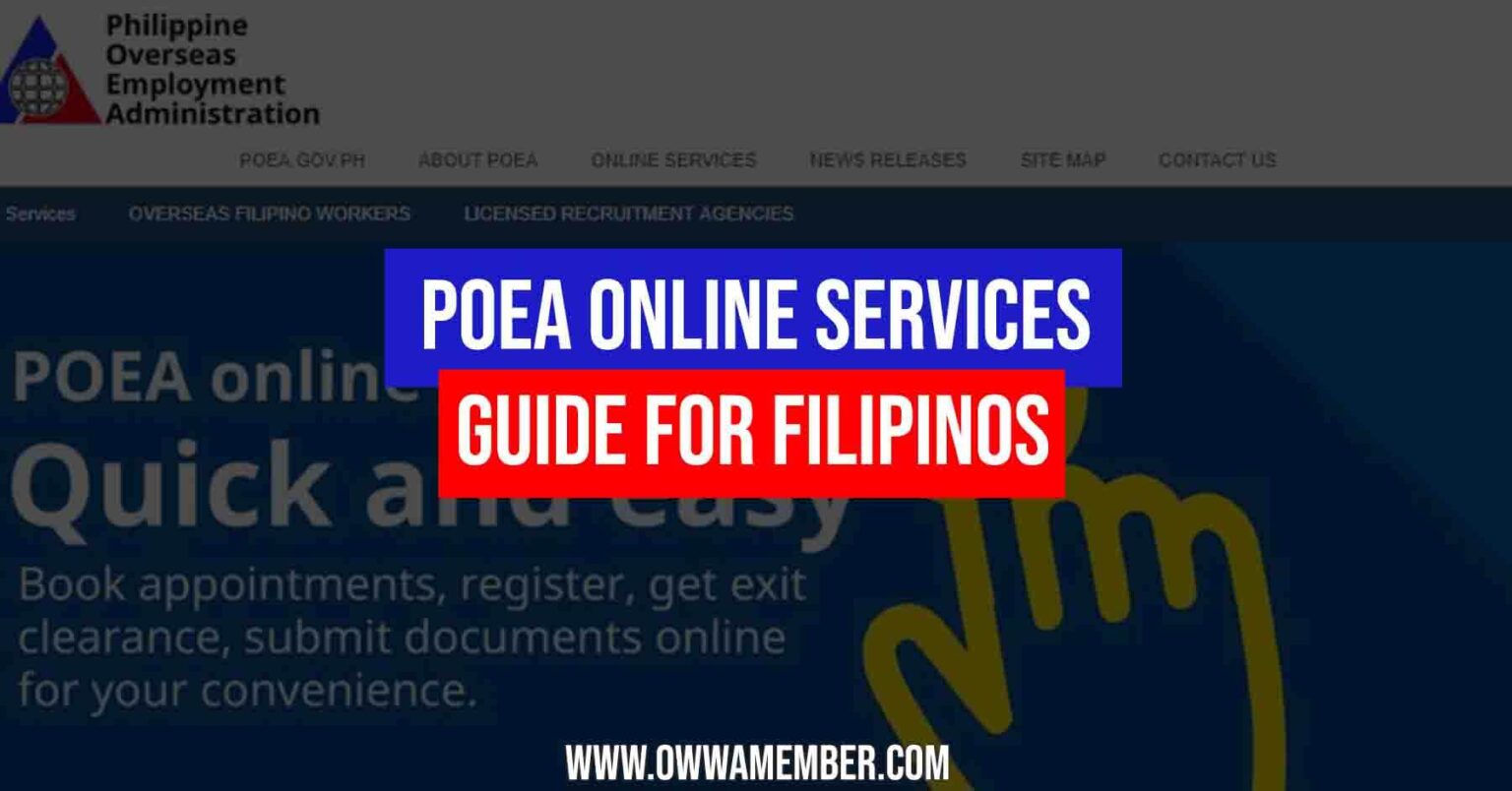 POEAOnlineServices: Guide to POEA DMW GOV PH Online Services | OWWA Member