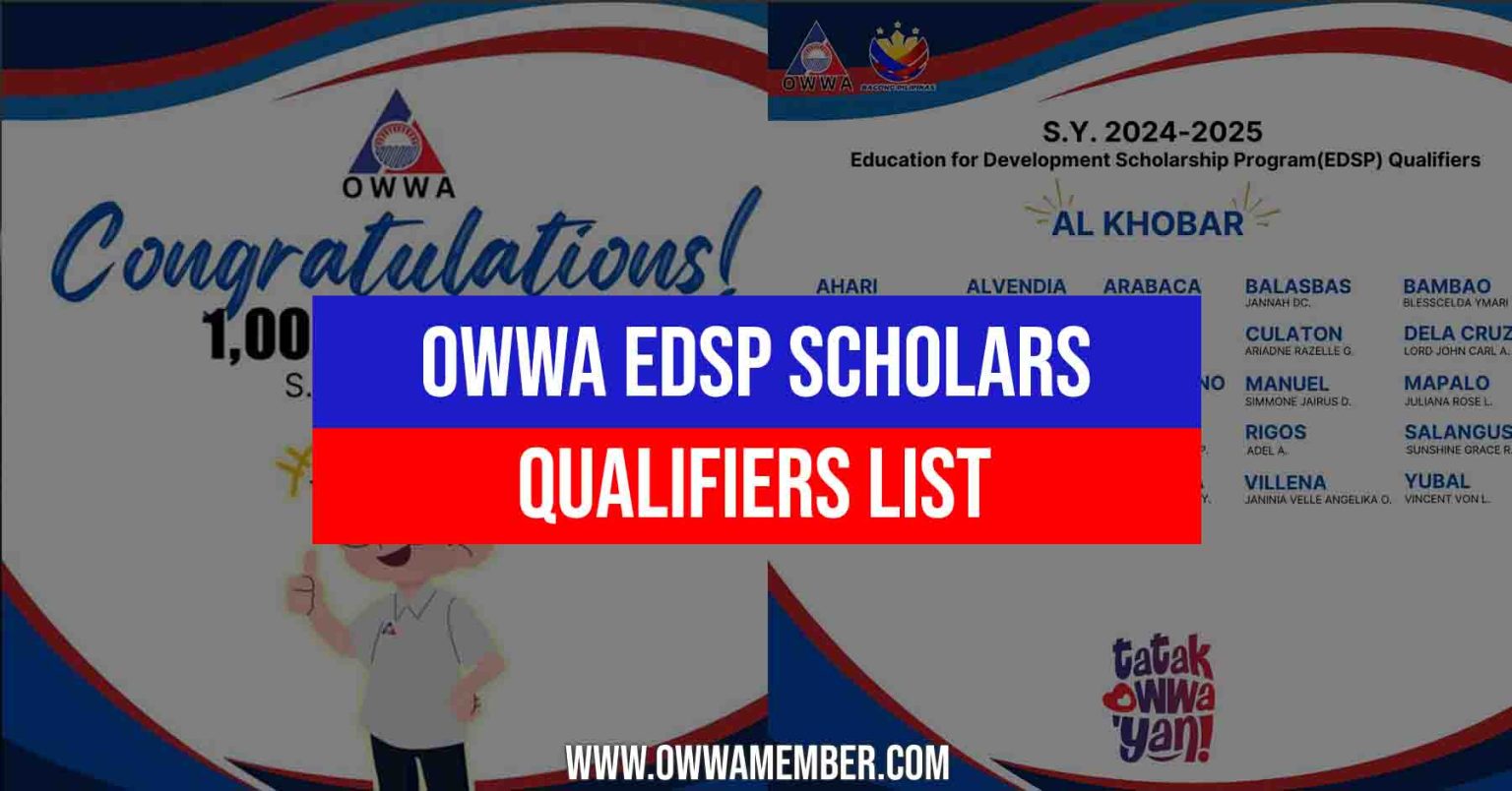 OWWA Announces EDSP Scholars Qualifiers List for 2024 | OWWA Member