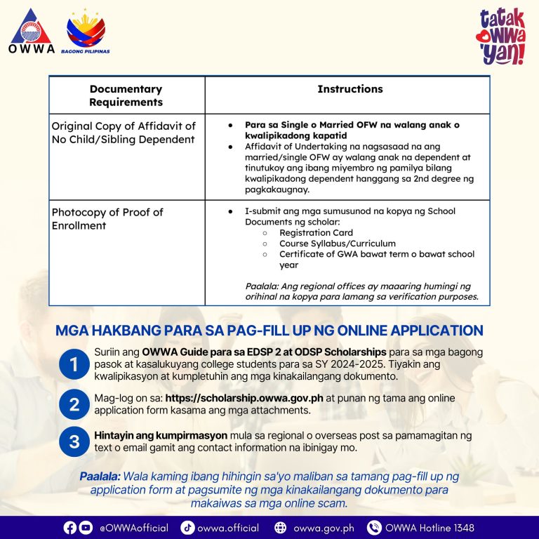 Application for ODSP and EDSP Scholarships Offering up to PHP 60,000 ...